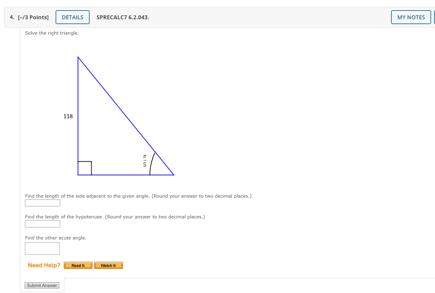 Solved Solve the right triangle. Find the lenath of the side | Chegg.com