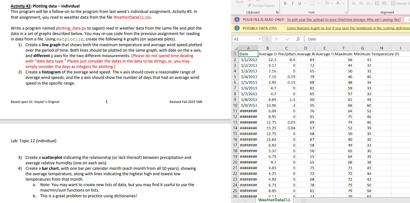 Solved Activity \#2: Plotting data - individual This program | Chegg.com Solved Activity \#2: Plotting data - individual This program | Chegg.com