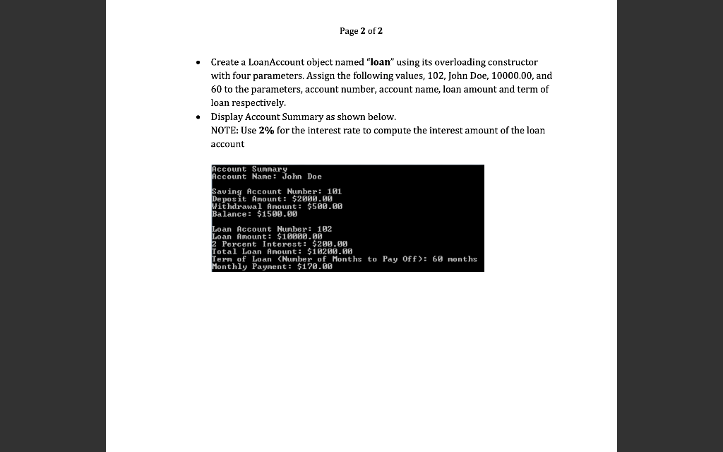 Solved Page 1 of 2 Data Abstraction - Bank Account | Chegg.com