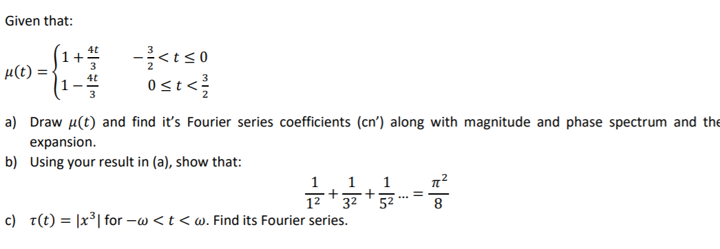 Solved Given that: u(t) = 1 + - | Chegg.com