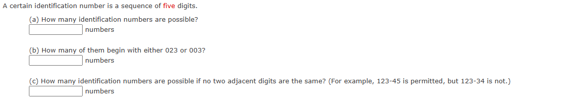 Solved A certain identification number is a sequence of five | Chegg.com