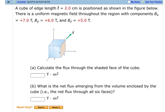 Solved A cube of edge length l = 2.0 cm is positioned as | Chegg.com