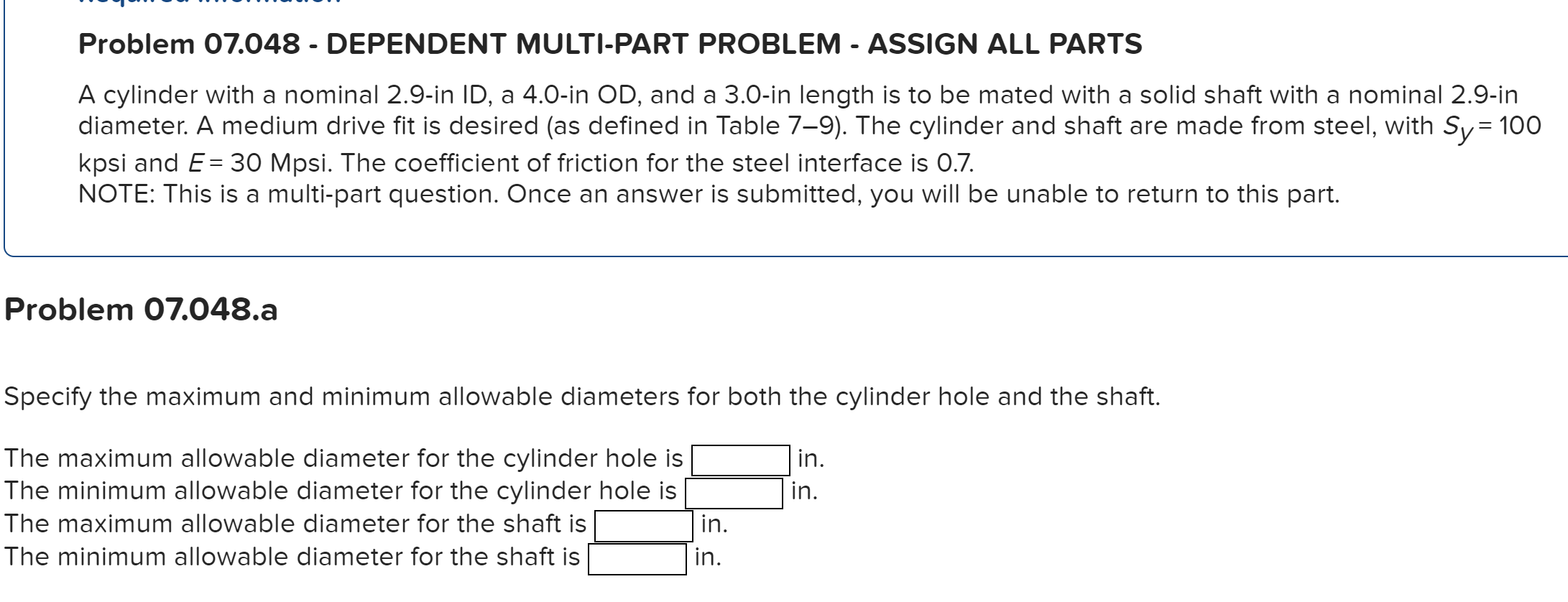 Solved Problem 07.048 - DEPENDENT MULTI-PART PROBLEM - | Chegg.com