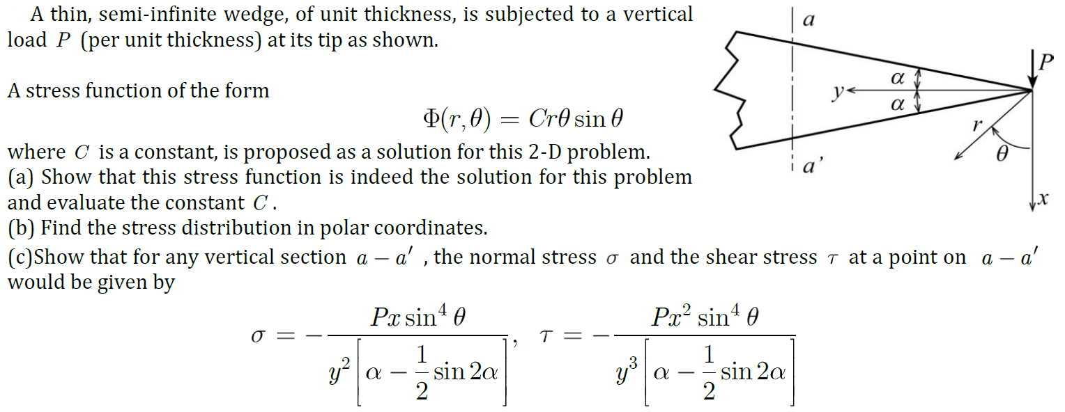 Solved A thin, semi-infinite wedge, of unit thickness, is | Chegg.com