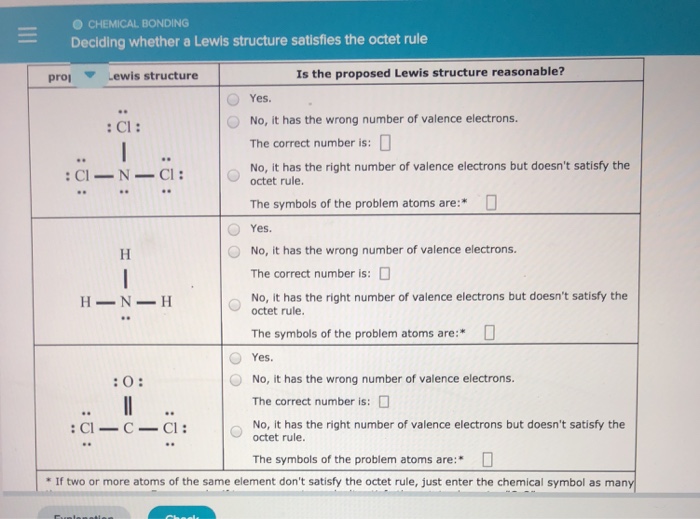Solved O CHEMICAL BONDING Deciding whether a Lewis structure | Chegg.com