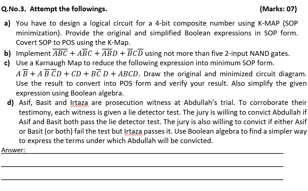 Solved Q.No.3. Attempt the followings. (Marks: 07) a) You | Chegg.com