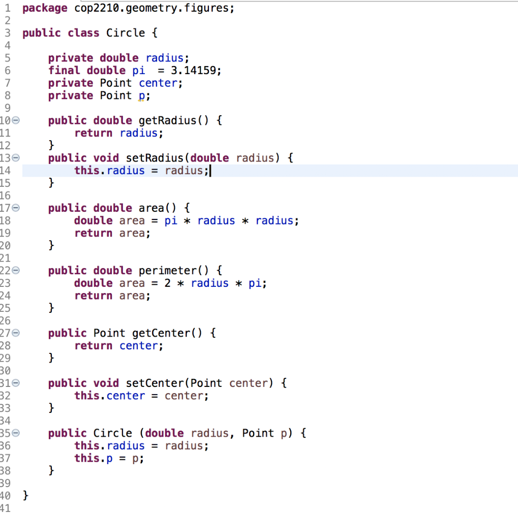 3. Modify the Circle class to add information about | Chegg.com