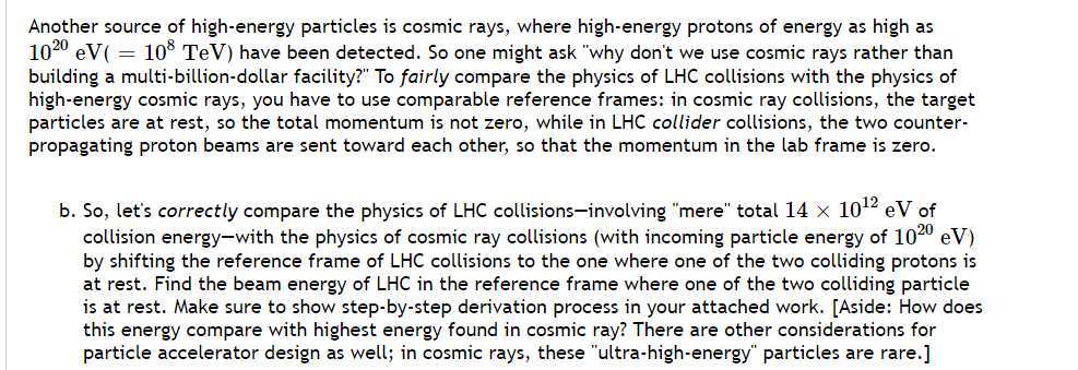 Solved Question 1. Large Hadron Collider (LHC), where the | Chegg.com