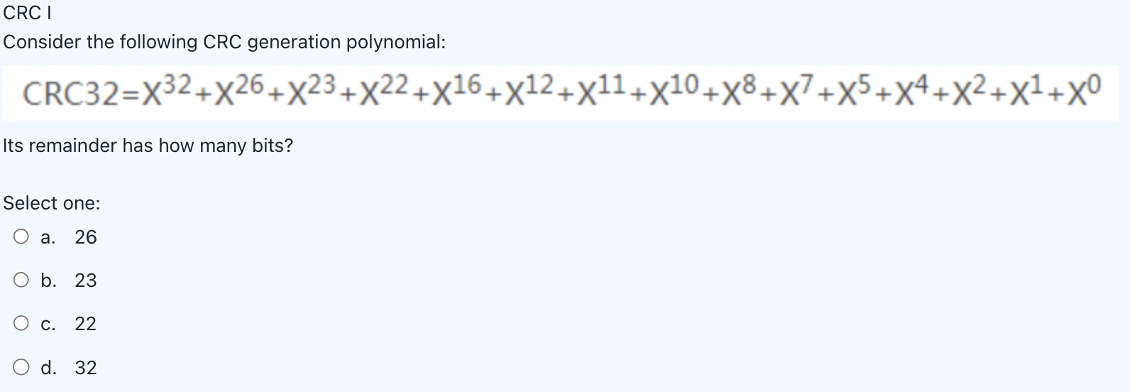 Solved Consider The Following Crc Generation Polynomial 
