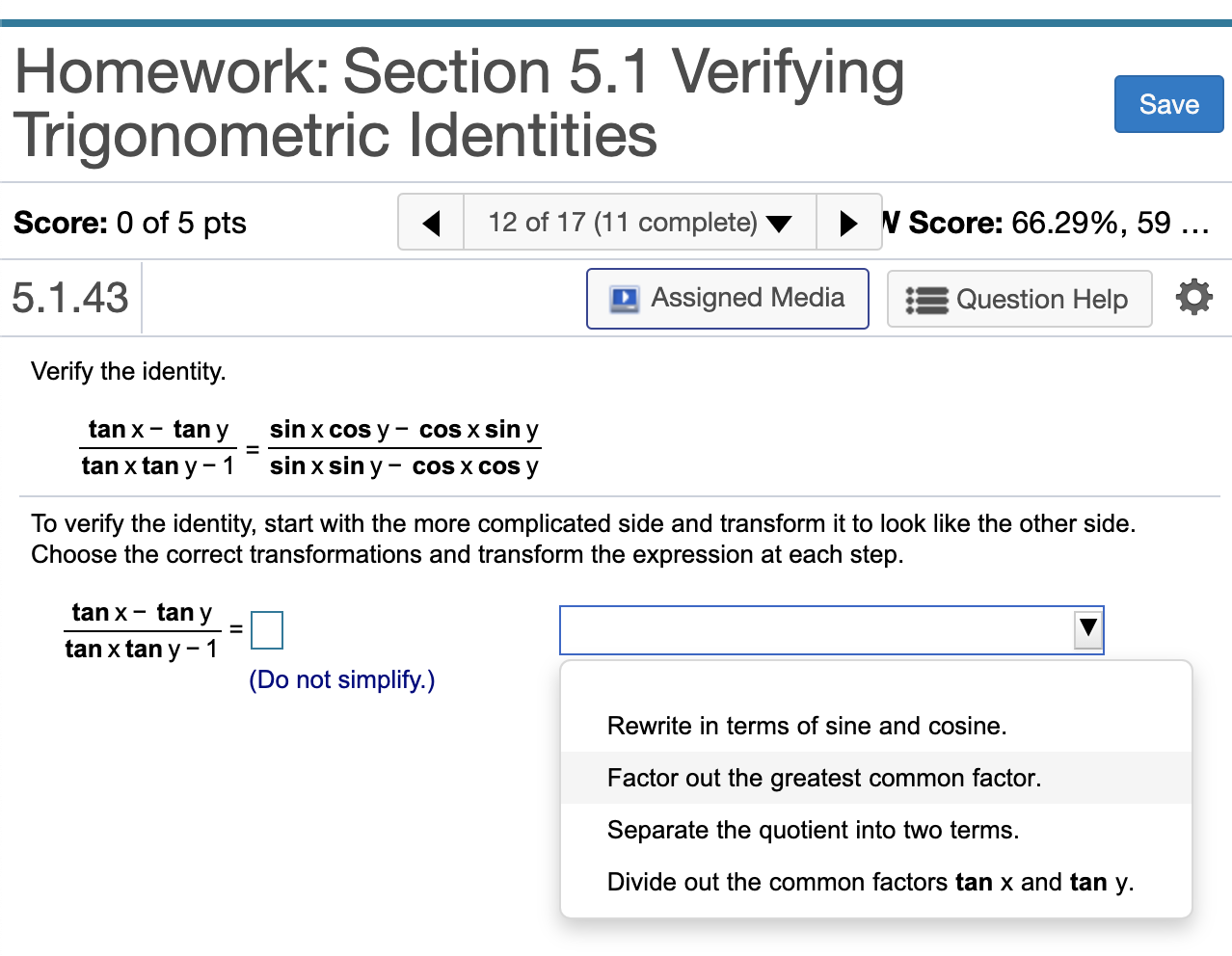 Solved Homework: Section 5.1 Verifying Trigonometric | Chegg.com