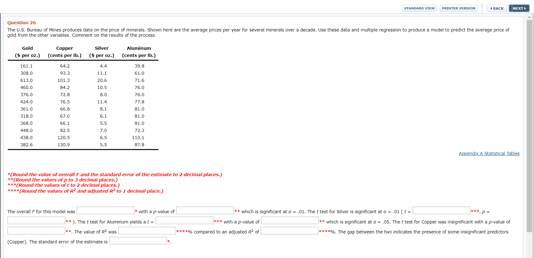 Solved STANDARD VIEW PRINTER VERSION 4 BACK NEXT Question 26 | Chegg.com