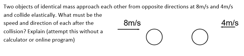 Solved Two objects of identical mass approach each other | Chegg.com