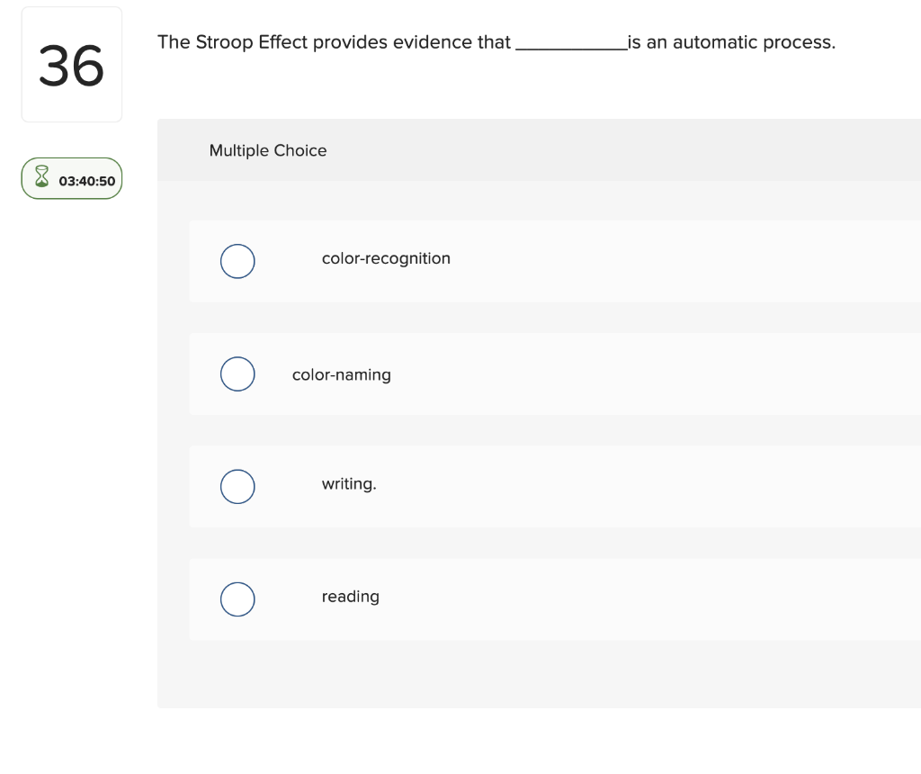 Solved The Stroop Effect provides evidence that is an | Chegg.com