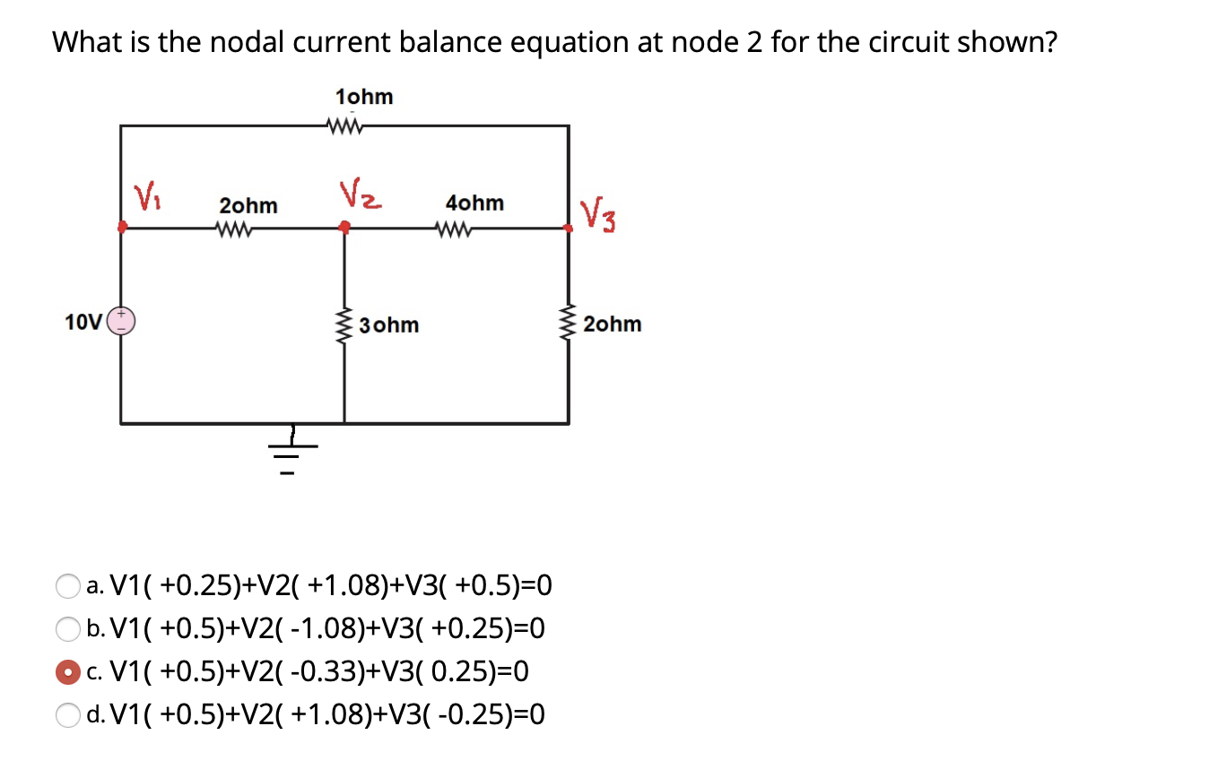 Solved What is the nodal current balance equation at node 2 | Chegg.com