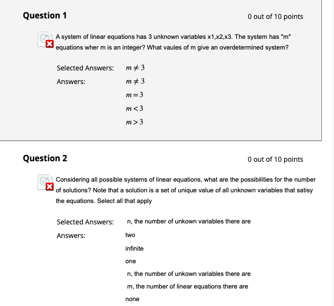 Solved A system of linear equations has 3 unknown variables | Chegg.com