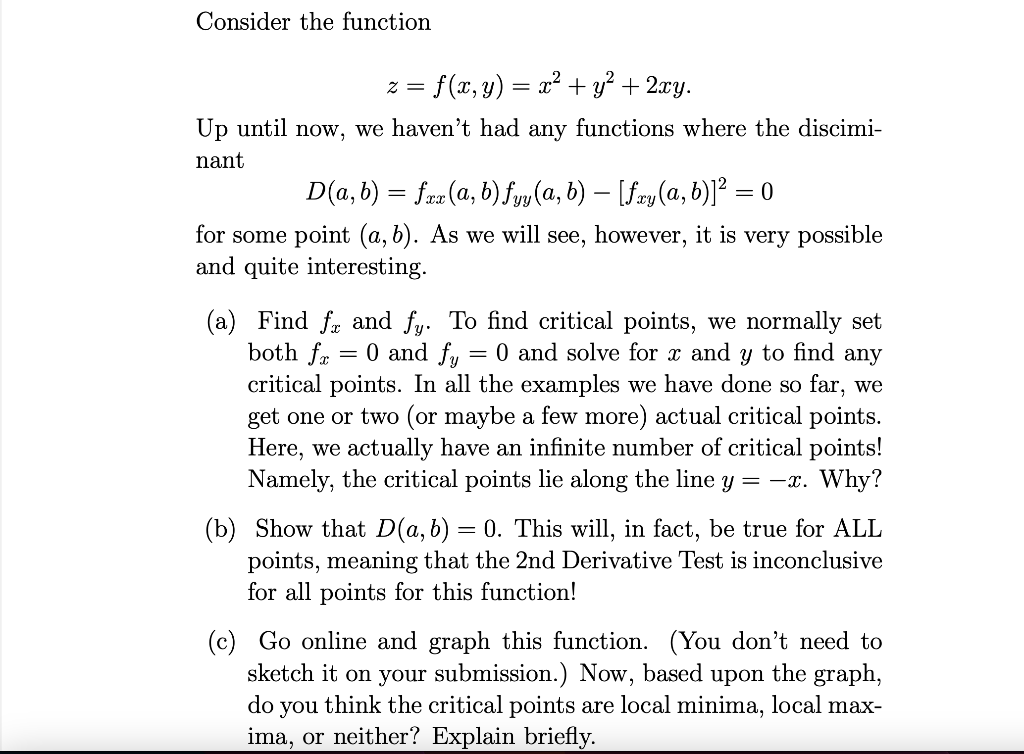 Solved Consider the function z=f(x,y)=x2+y2+2xy. Up until | Chegg.com
