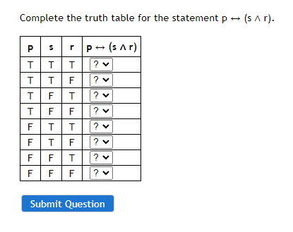 Solved Complete the truth table for the statement | Chegg.com