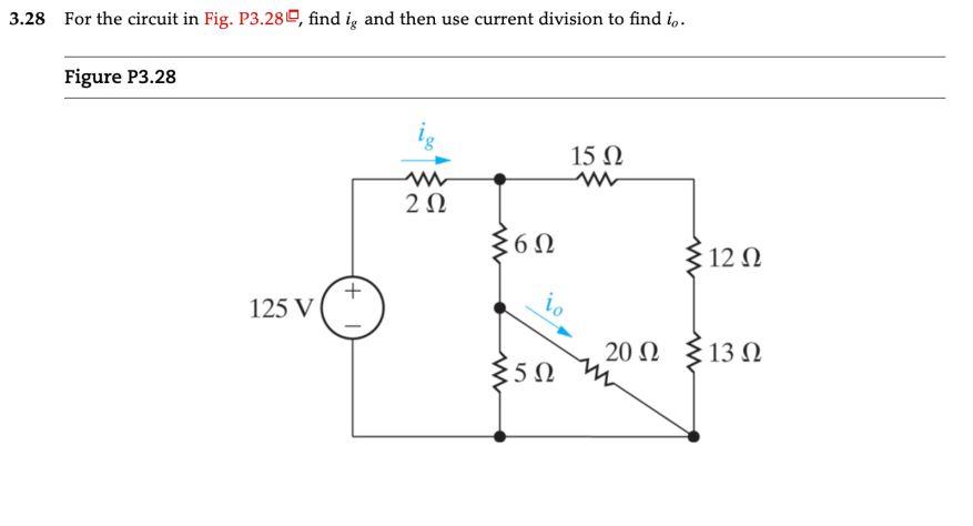Solved 3.28 For the circuit in Fig. P3.280, find ig and then | Chegg.com
