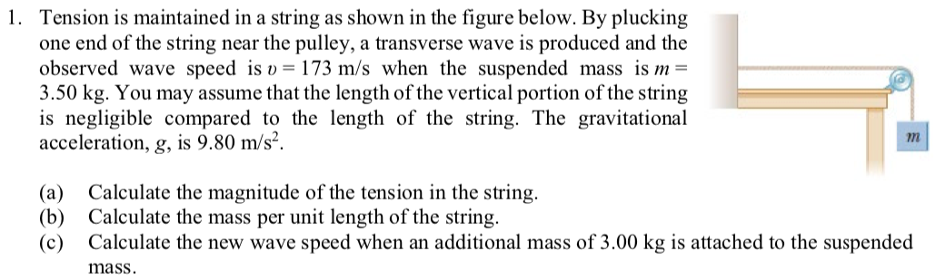 Solved 1. Tension is maintained in a string as shown in the | Chegg.com