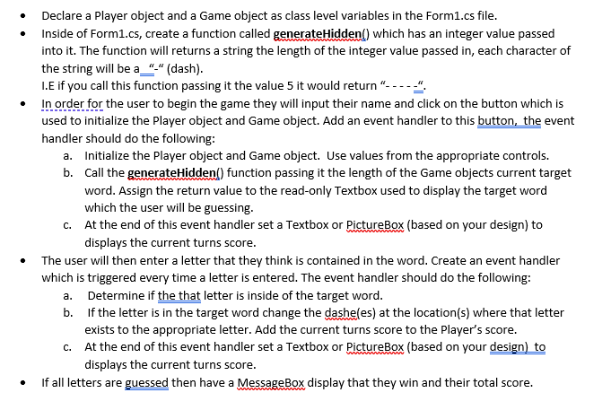 Solved Player Class: Class Members needed to describe the | Chegg.com