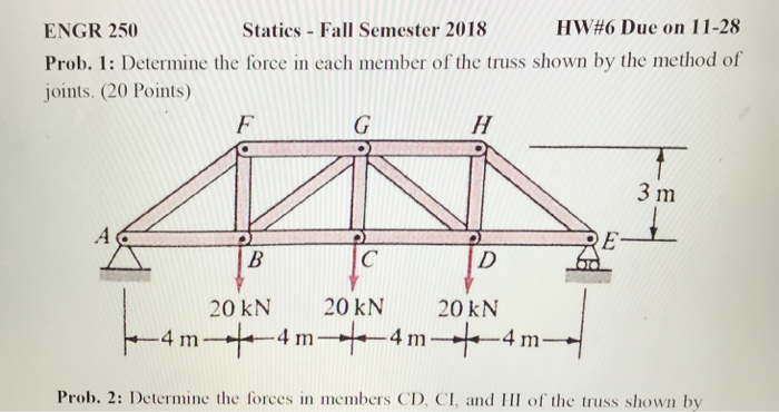 Solved Statics - Fall Semester 2018 HW#6 Due on 1 1-28 ENGR | Chegg.com