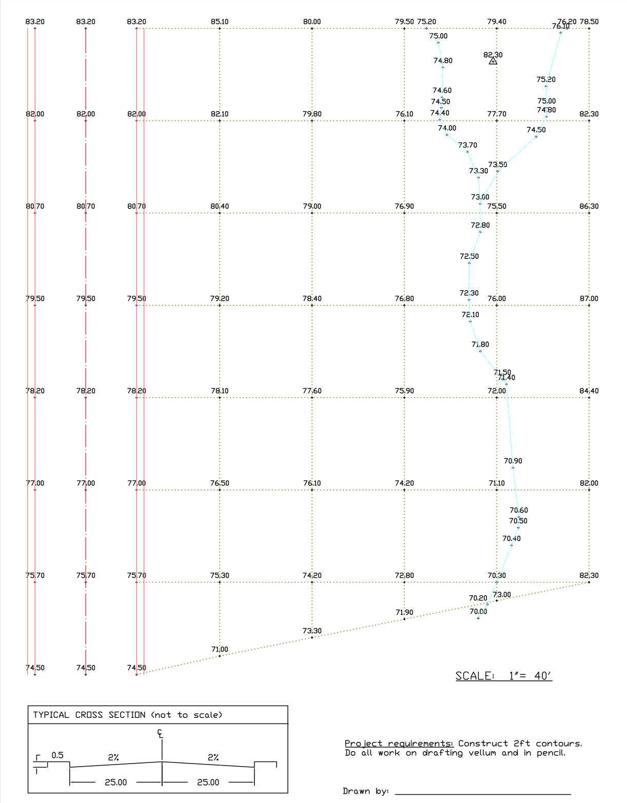Solved OFFICE PROJECT - CONTOUR LINES On the site shown on | Chegg.com