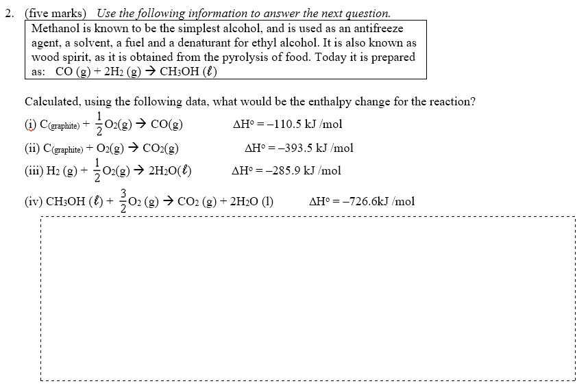 Solved (five marks) Use the following information to answer | Chegg.com