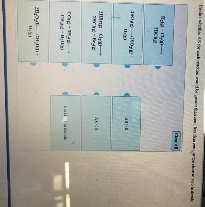 Solved Predict whether Δ S for each reaction would be | Chegg.com