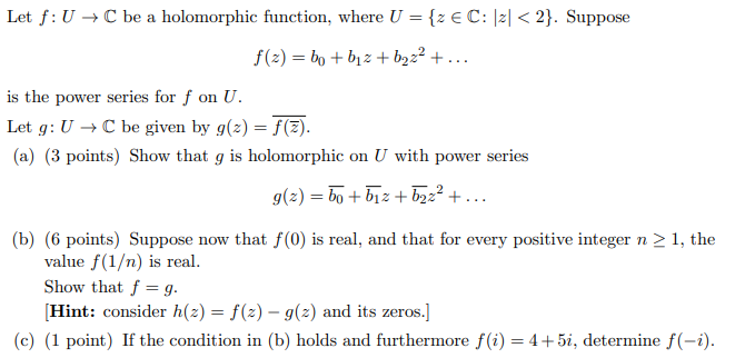Solved Let F U→c Be A Holomorphic Function Where