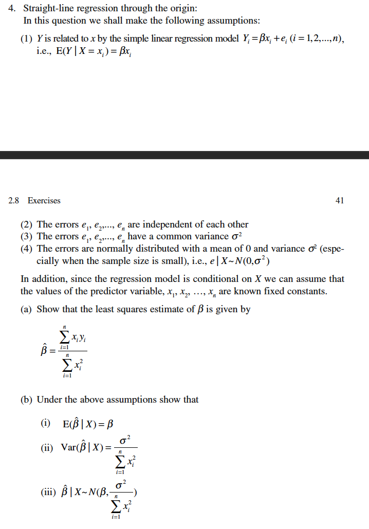 Solved 4. Straight-line regression through the origin: In | Chegg.com