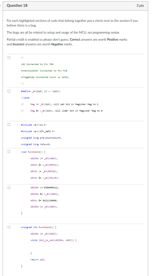 Solved Question 18 3 pts For each highlighted sections of | Chegg.com