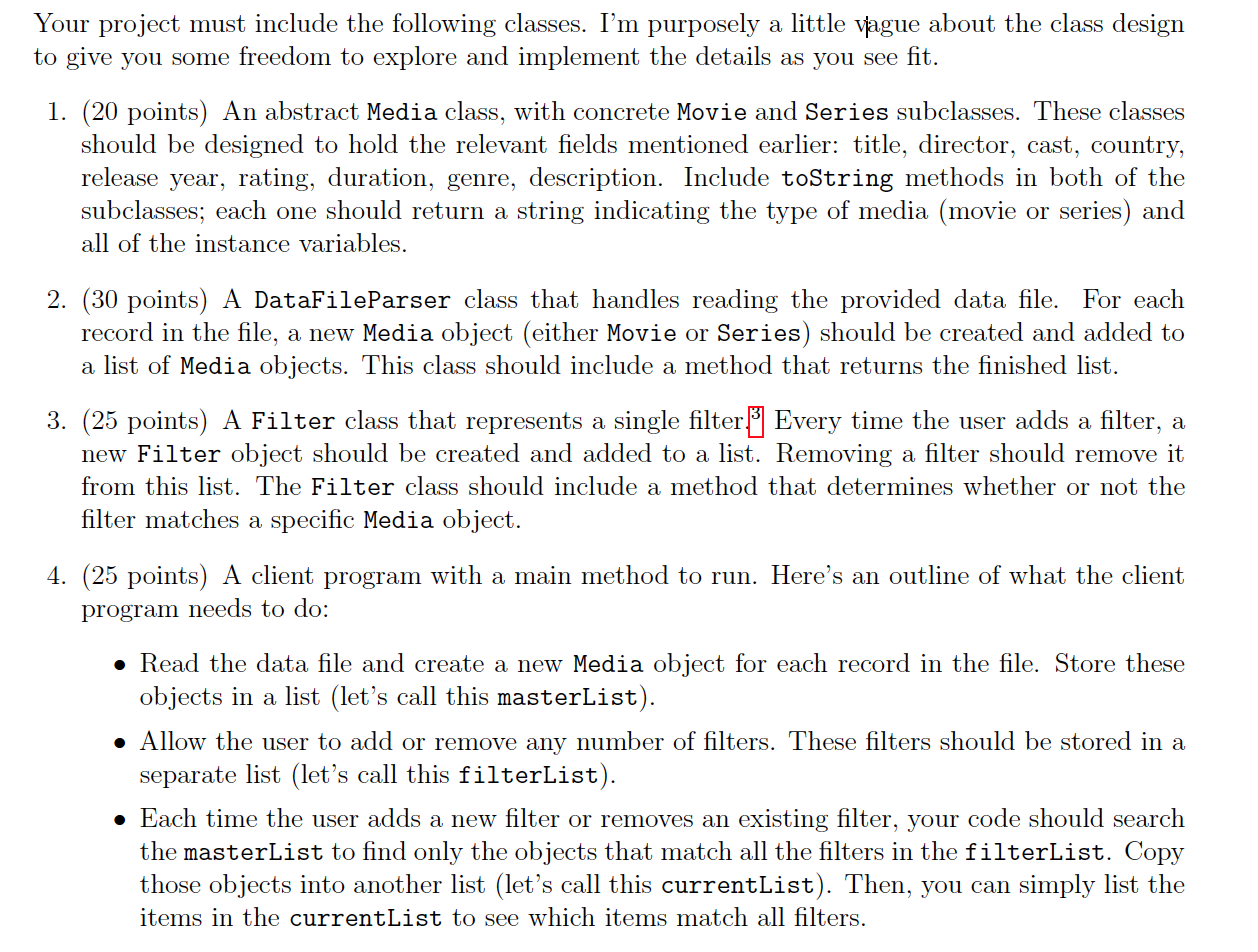 Solved (In Java Please) Project Specifications In this | Chegg.com