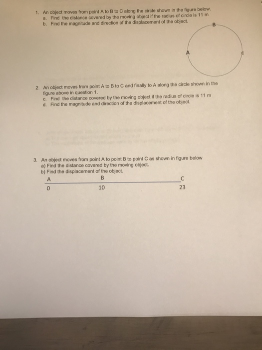 Solved an object moves from point A to B to C along the | Chegg.com