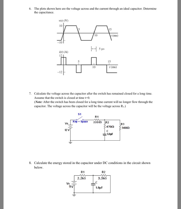 Solved 6. The plots shown here are the voltage across and | Chegg.com
