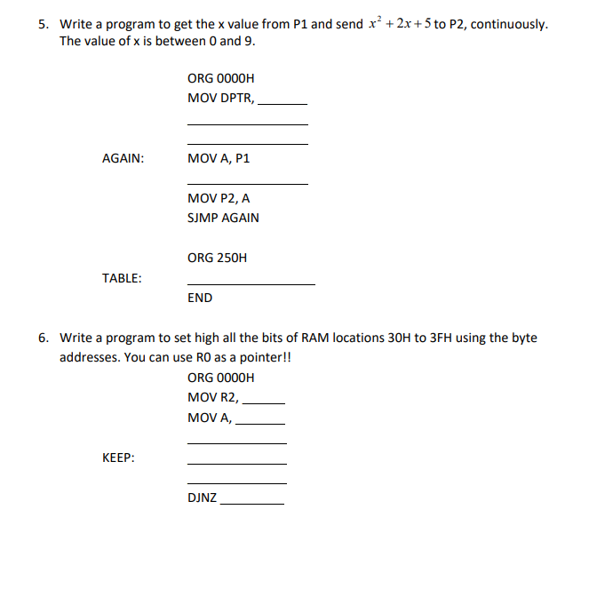 Solved 5. Write a program to get the x value from P1 and | Chegg.com