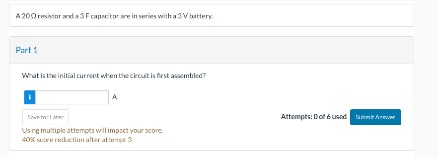 Solved A 20\\\\Omega resistor and a 3F capacitor are in | Chegg.com