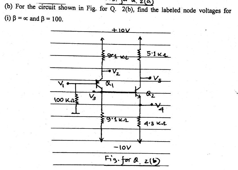 Solved (b) For the circuit shown in Fig. for Q. 2(b), find | Chegg.com