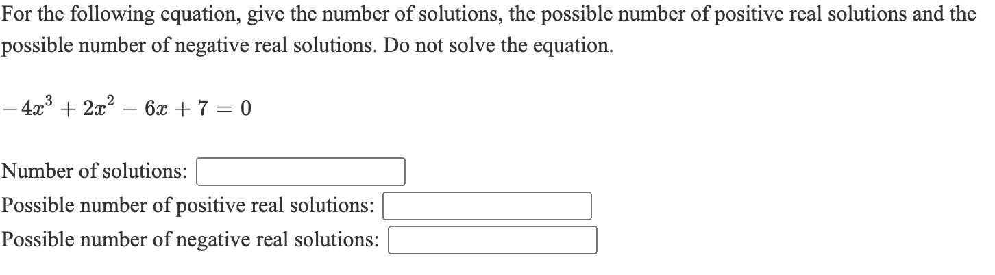 Solved For the following equation, give the number of | Chegg.com