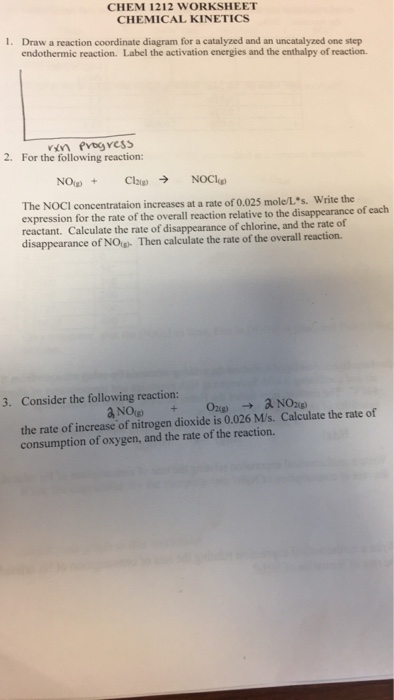 Solved CHEM 1212 WORKSHEET CHEMICAL KINETICS 1. Draw a | Chegg.com