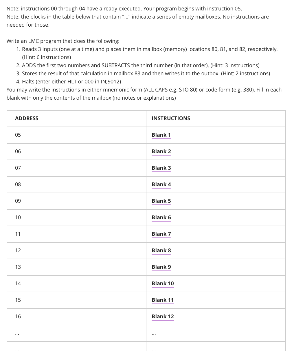 Solved Note: instructions 00 ﻿through 04 ﻿have already | Chegg.com