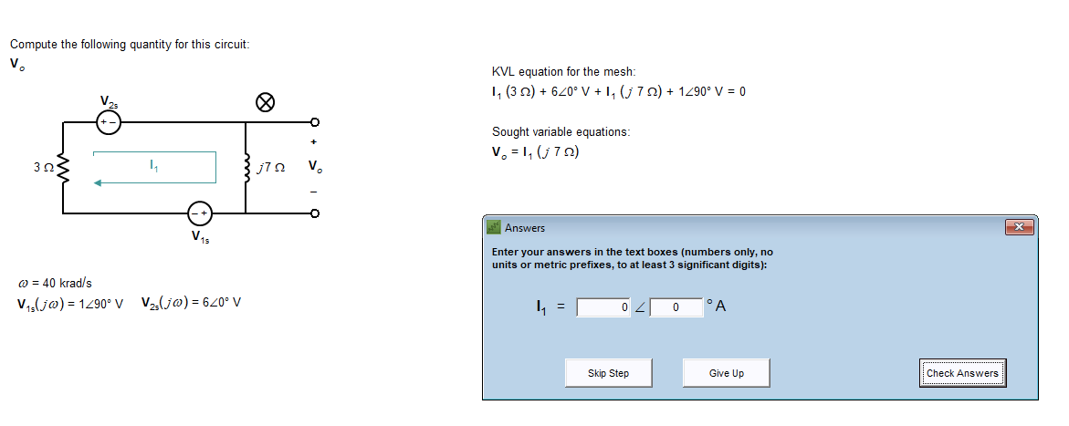 Solved Compute the following quantity for this circuit: v0 | Chegg.com