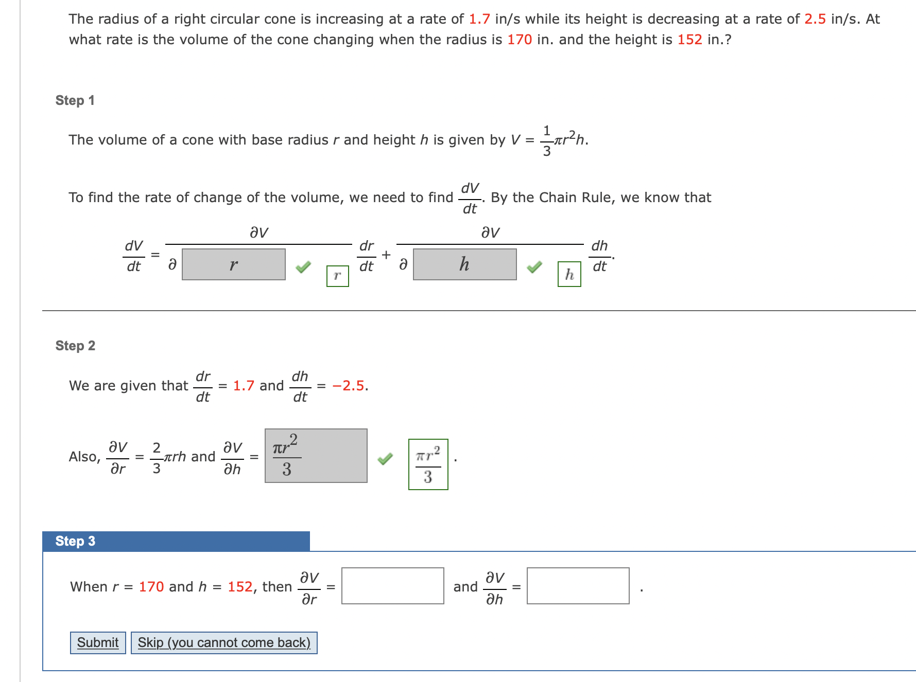 Solved The radius of a right circular cone is increasing at | Chegg.com
