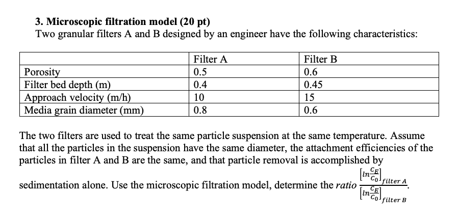 Solved 3. Microscopic filtration model (20 pt) Two granular | Chegg.com