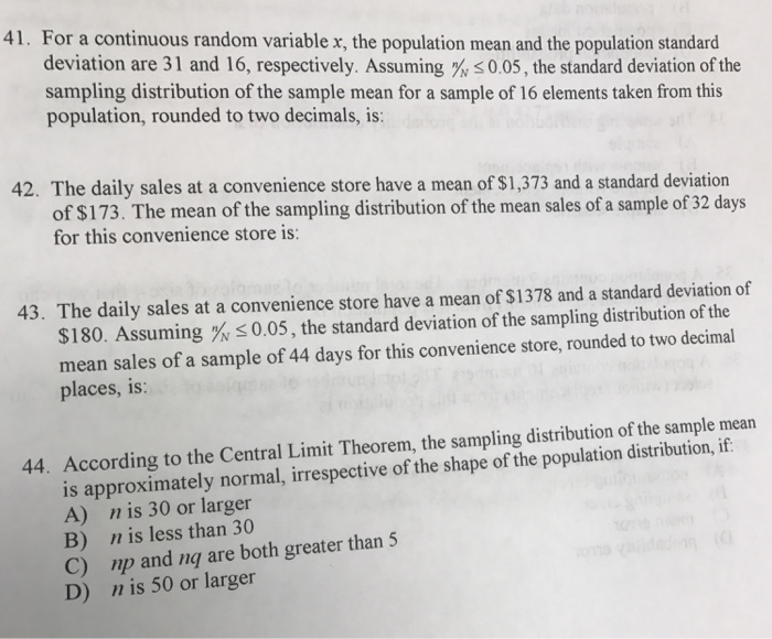 Solved 41. For a continuous random variable x, the | Chegg.com