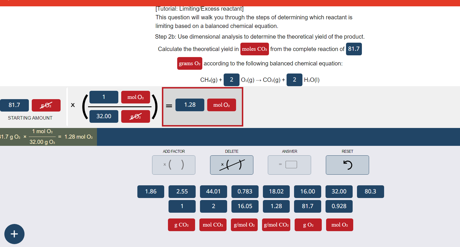 Solved [Tutorial: Limiting/Excess reactant] This question | Chegg.com