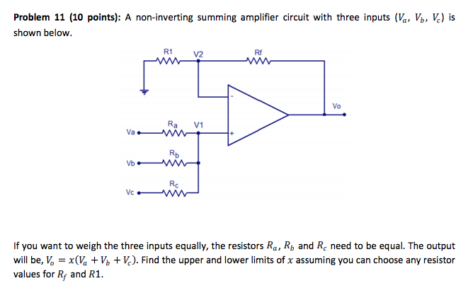 Solved Problem 11 10 Points A Non Inverting Summing