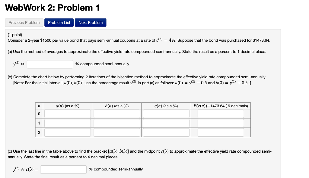 Solved WebWork 2: Problem 1 Previous Problem Problem List | Chegg.com