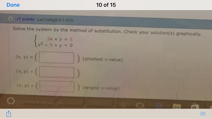 Solved Done 10 of 15 -11 points LarColAlg9 6.1010. Solve | Chegg.com Solved Done 10 of 15 -11 points LarColAlg9 6.1010. Solve | Chegg.com