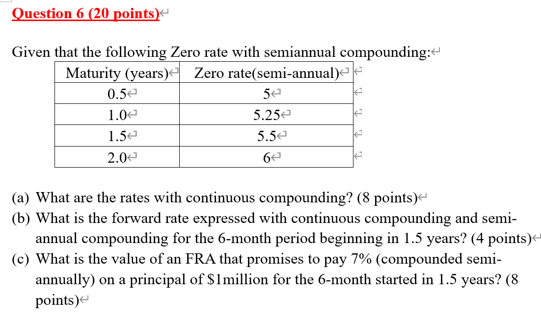 Solved Given that the following Zero rate with semiannual | Chegg.com