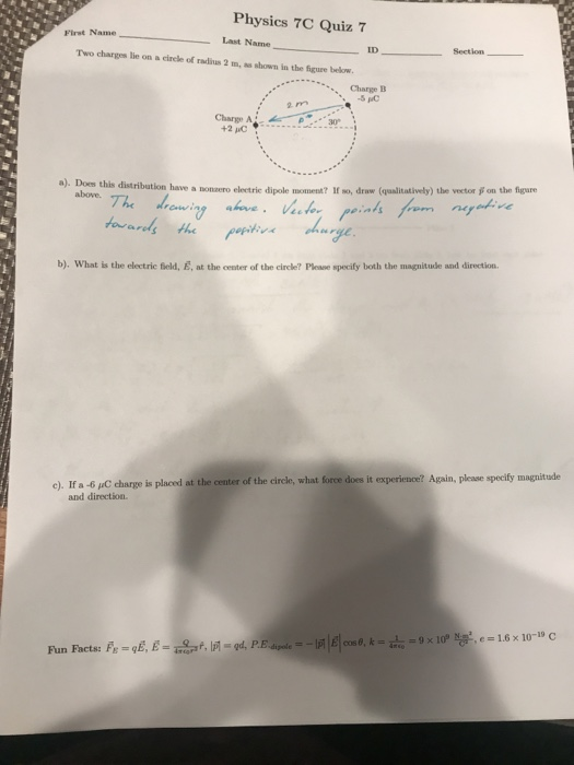 Solved Physics 7C Quiz7 Last Name First Name Section Two | Chegg.com